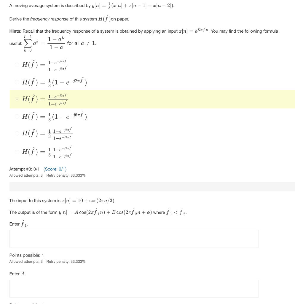 Solved A moving average system is described by y[n] = }(x[n] | Chegg.com