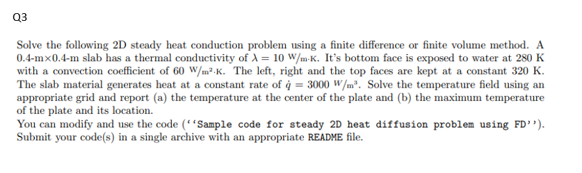 Solved Solve the following 2D steady heat conduction problem | Chegg.com