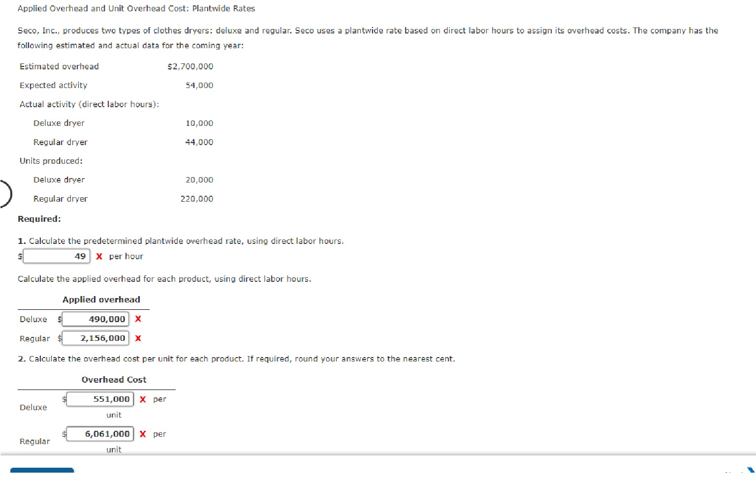 Solved 1. Calculate the predetermined plantwide overhead | Chegg.com