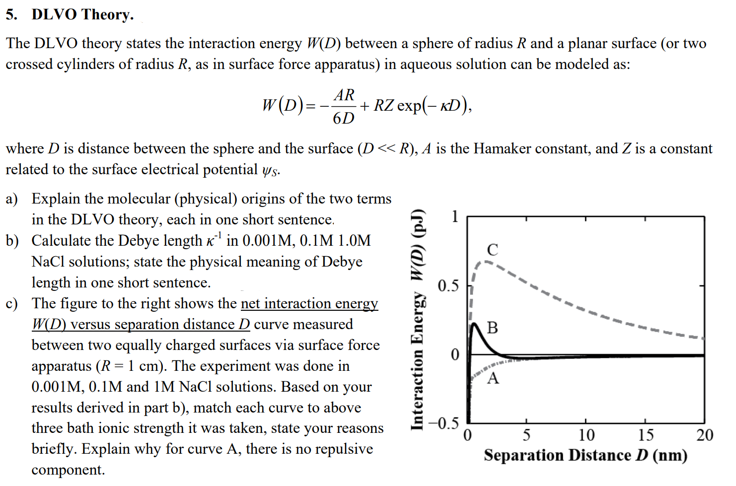 Solved 5. DLVO Theory. The DLVO theory states the | Chegg.com