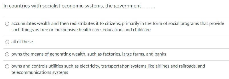Solved In countries with socialist economic systems, the | Chegg.com