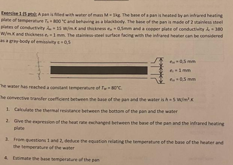 Solved Exercise 1 ( 5 pts): A pan is filled with water of | Chegg.com Solved Exercise 1 ( 5 pts): A pan is filled with water of | Chegg.com