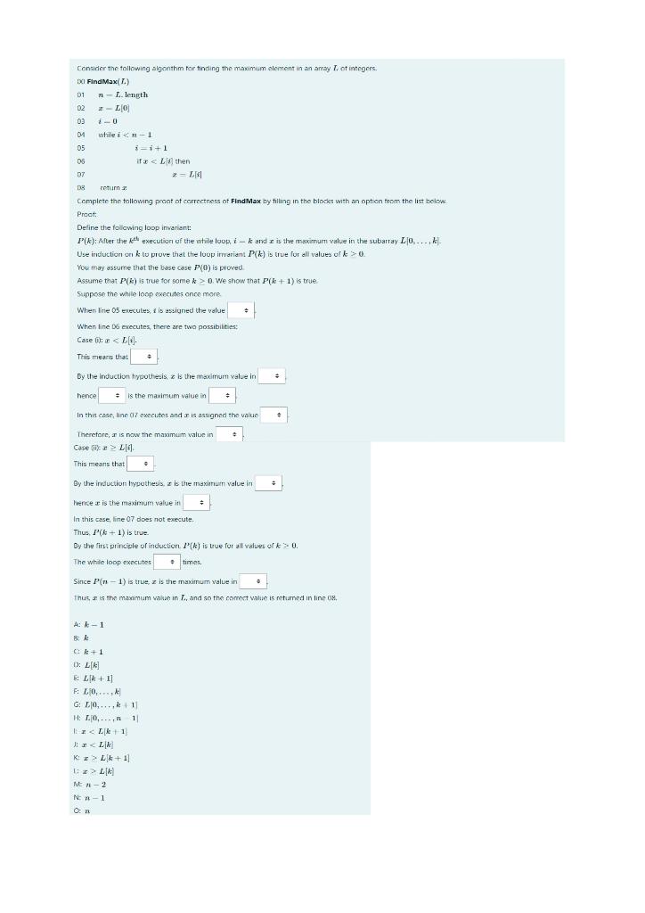 Solved וט Consider the following algonthm for finding the | Chegg.com