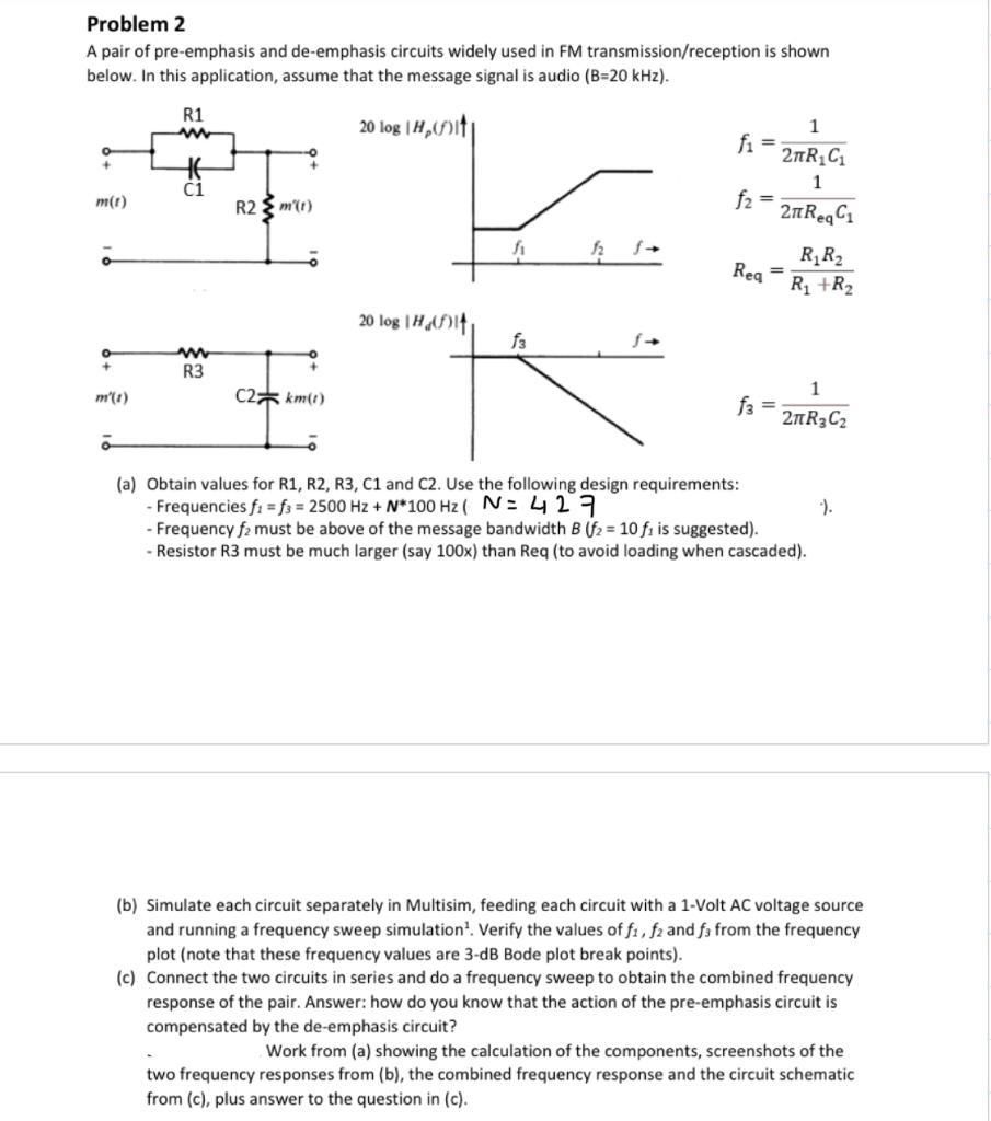 Solved Problem 2 A pair of pre-emphasis and de-emphasis | Chegg.com