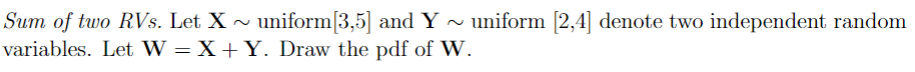 Solved Sum of two RVs. Let X ~ uniform(3,5) and Y ~ uniform | Chegg.com