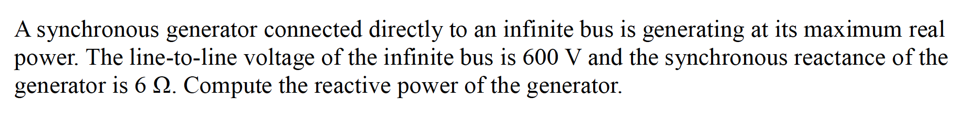 Solved A synchronous generator connected directly to an | Chegg.com