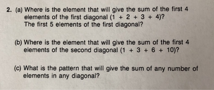 Solved 2. (a) Where is the element that will give the sum of | Chegg.com