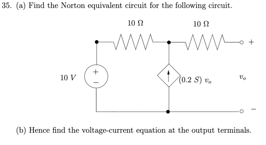 Solved 35. (a) Find the Norton equivalent circuit for the | Chegg.com
