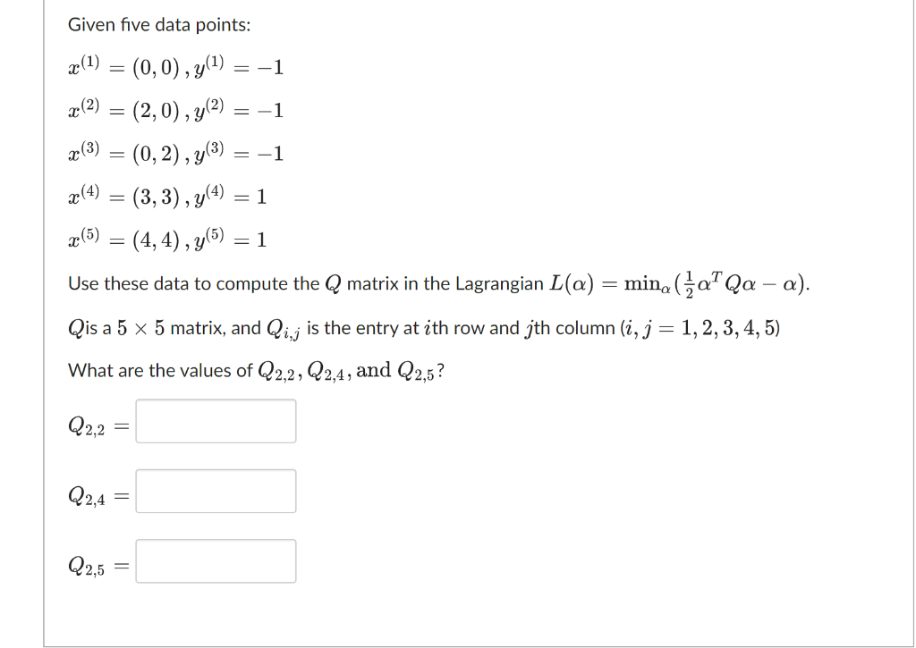 Solved Given five data points: | Chegg.com
