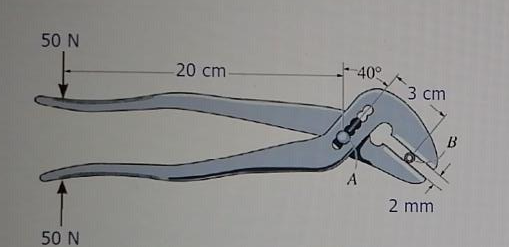 Solved A 50 N load is applied to tighten the part at point B | Chegg.com