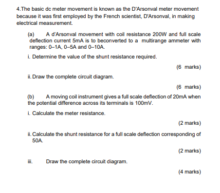 The basic dc meter movement is known as the | Chegg.com