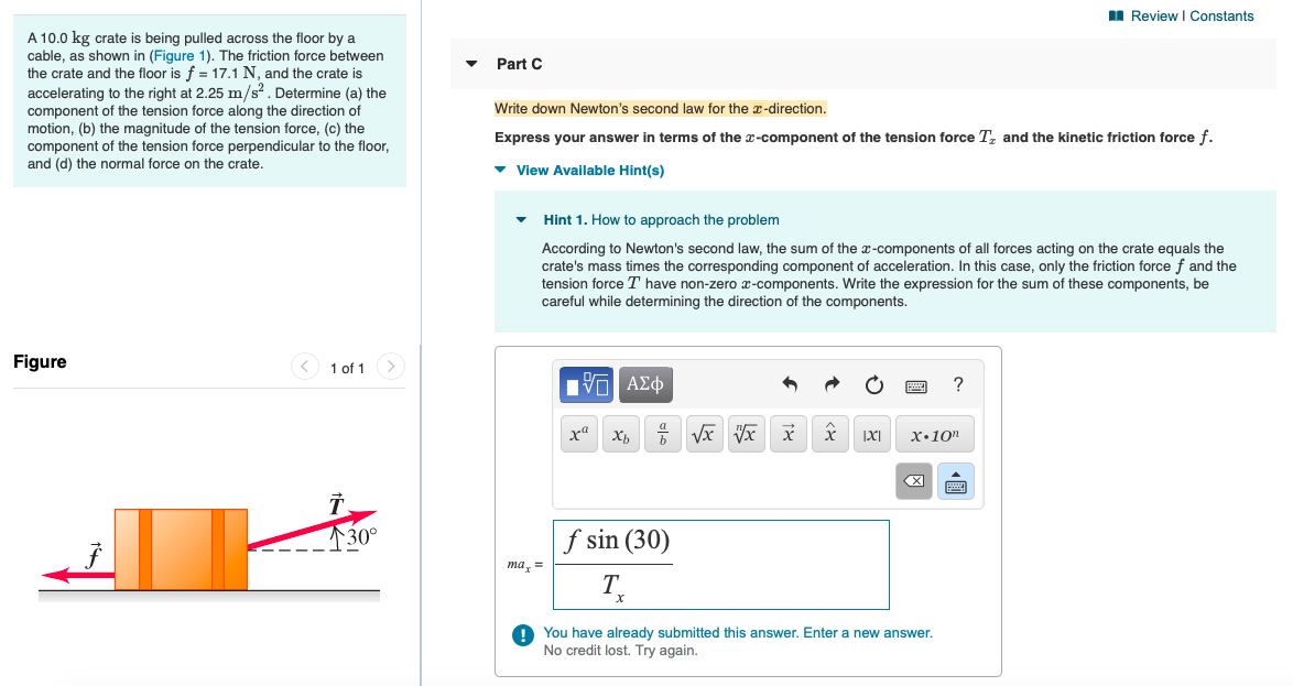 Solved Review Constants Part C A 10.0 kg crate is being | Chegg.com
