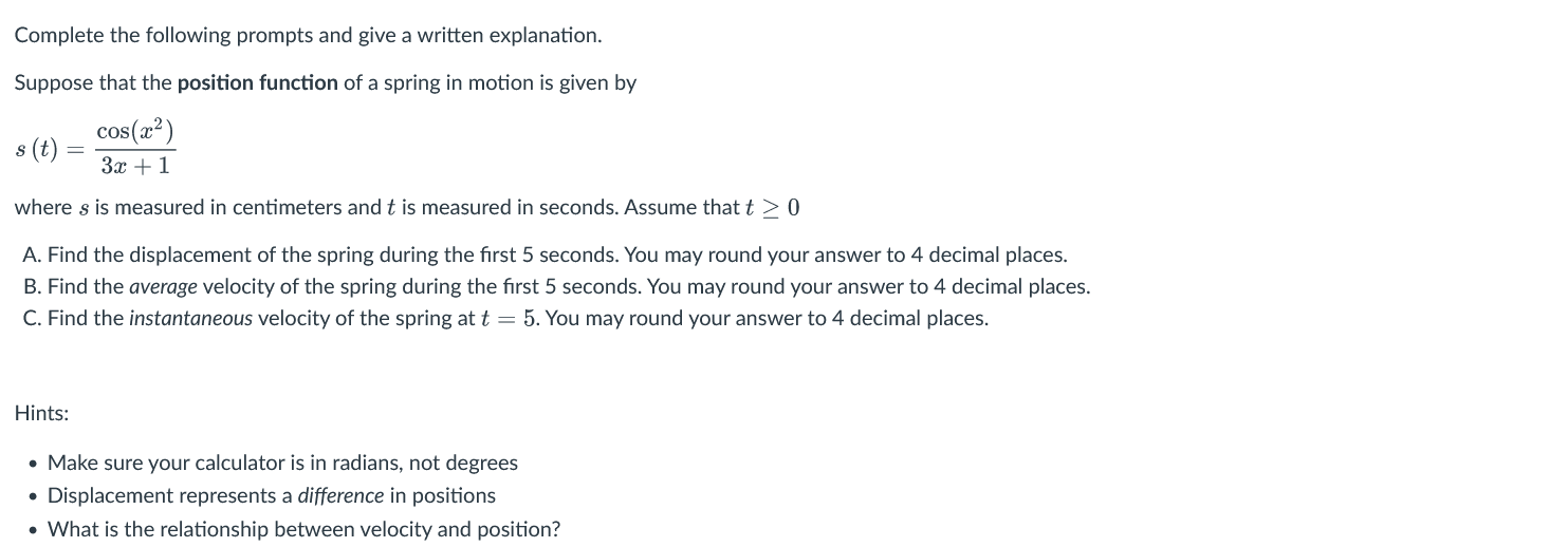Solved Complete the following prompts and give a written | Chegg.com
