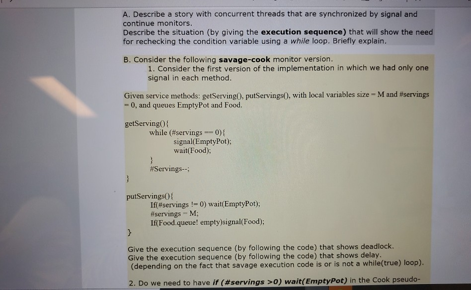 Solved A. Describe a story with concurrent threads that are | Chegg.com