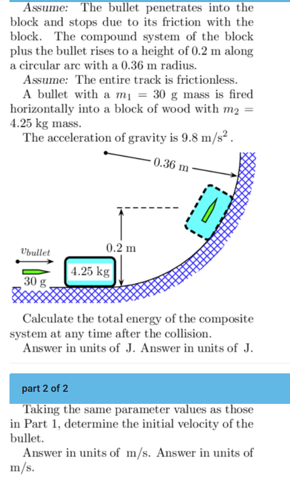 Solved Assume: The bullet penetrates into the block and | Chegg.com
