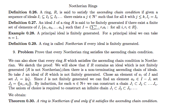 Solved Noetherian Rings Definition 0.26. A ring, R, is said | Chegg.com