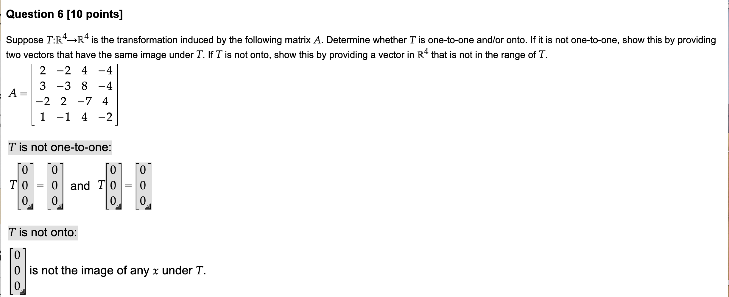 Solved Question 6 [10 points] Suppose T:R4-R4 is the | Chegg.com