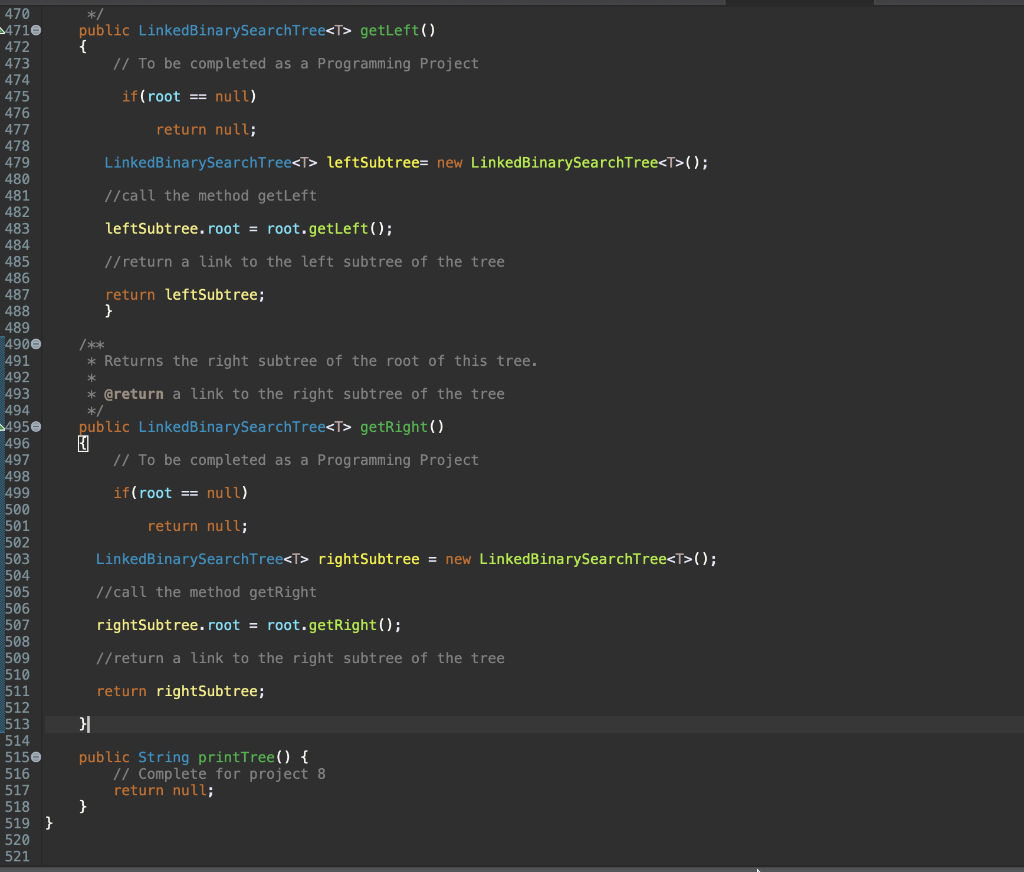 Solved Create a method called printTree() that displays the | Chegg.com