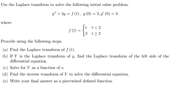 Solved Use the Laplace transform to solve the following | Chegg.com