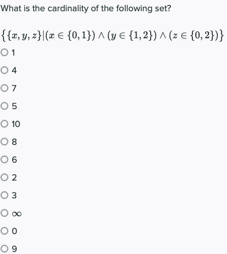 Solved What is the cardinality of the following set? | Chegg.com