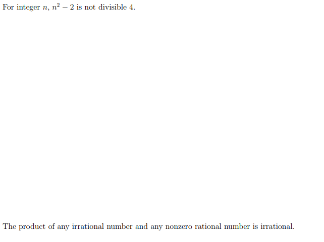 Solved For integer n, n? – 2 is not divisible 4. The product | Chegg.com