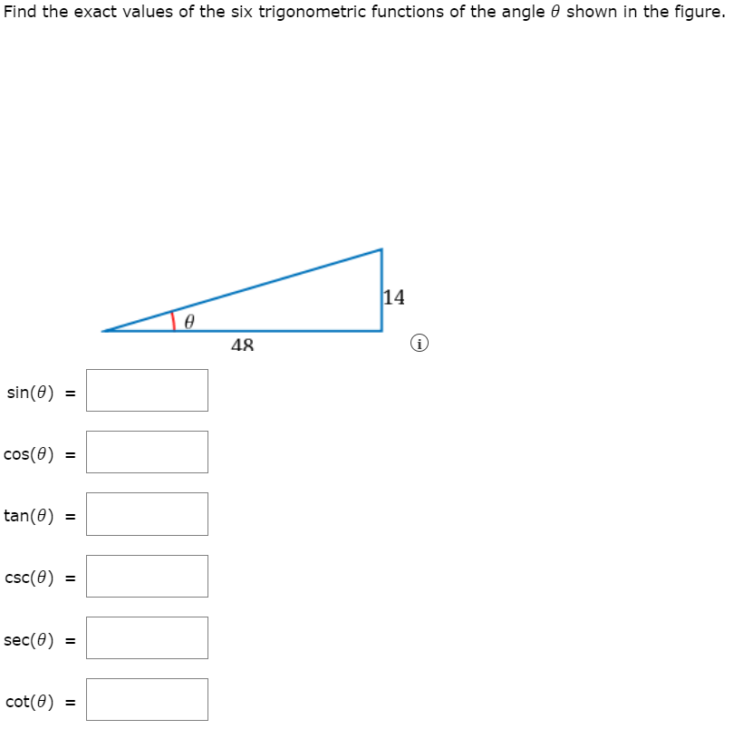 Solved Find the exact values of the six trigonometric | Chegg.com