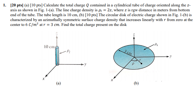 Solved 1. 20 ptsl (a) [10 pts] Calculate the total charge Q | Chegg.com