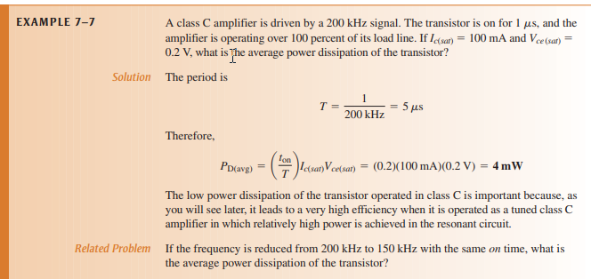 Solved T EXAMPLE 7-7 A class C amplifier is driven by a 200 | Chegg.com