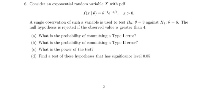 Solved Consider an exponential random variable X with pdf | Chegg.com