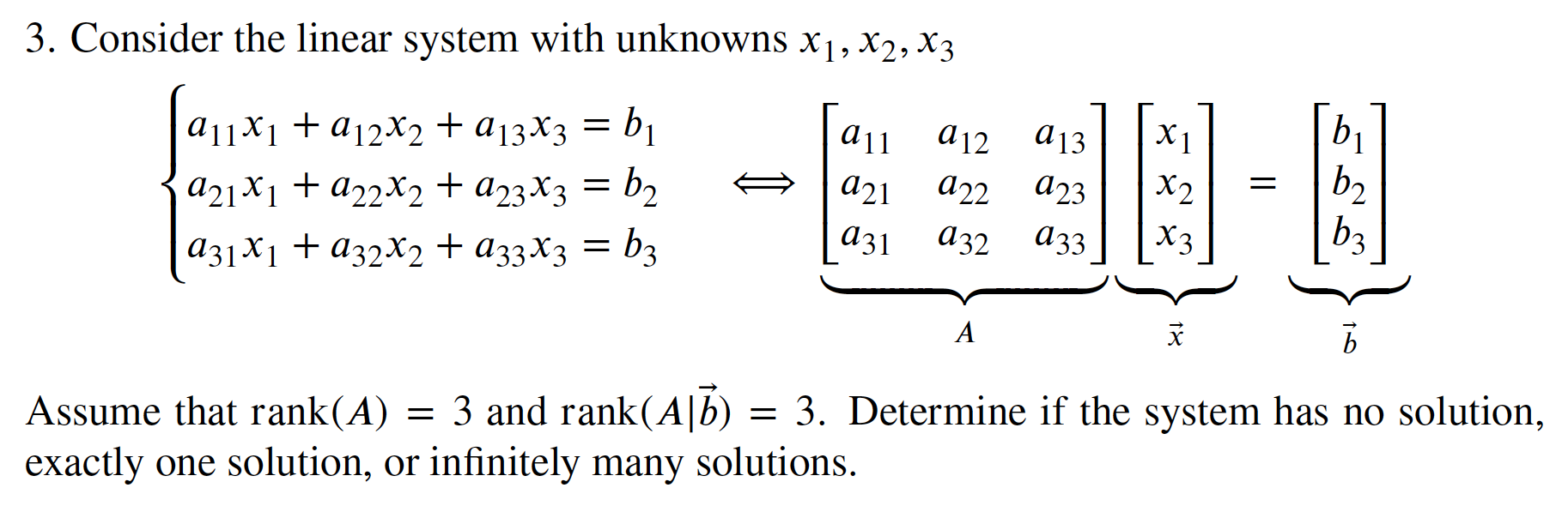 Solved 3. Consider the linear system with unknowns x1,x2,x3 | Chegg.com