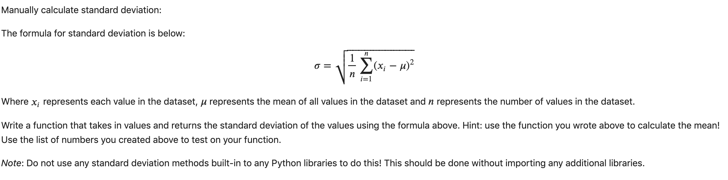 Solved Manually calculate standard deviation: The formula | Chegg.com