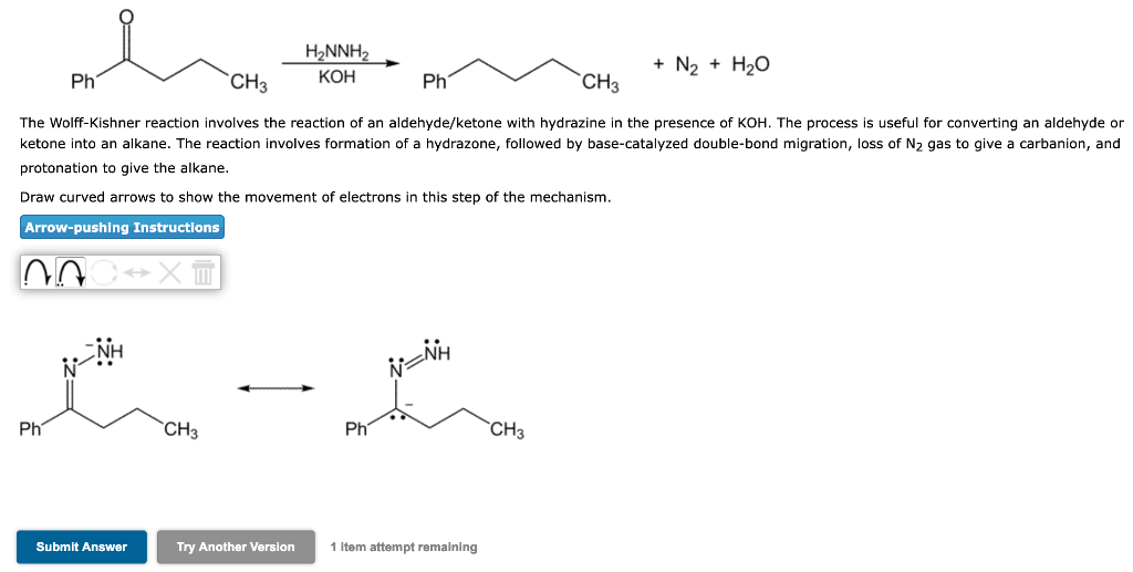 Solved The Wolff-Kishner reaction involves the reaction of | Chegg.com