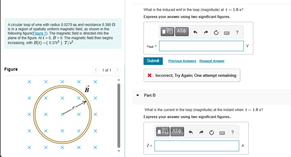 Solved What is the induced emf in the loop (magnitude) at | Chegg.com