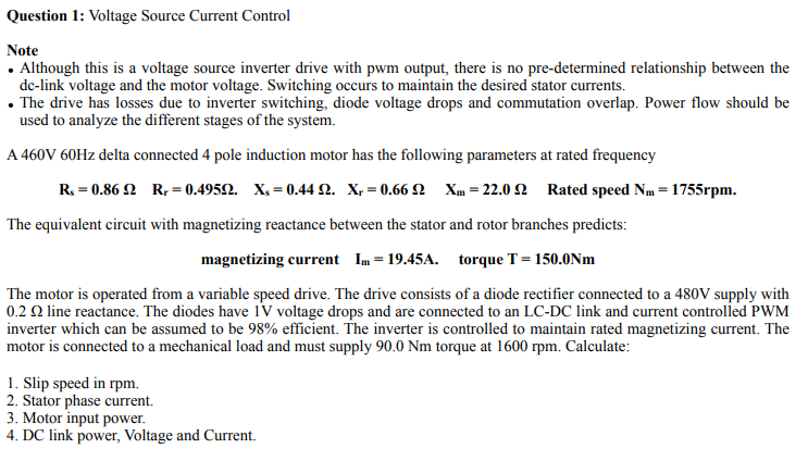 Solved Question 1: Voltage Source Current Control Note . | Chegg.com