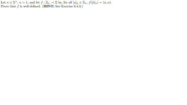 Solved Let n∈Z+,n>1, and let f:Zn→Z by, for all | Chegg.com Solved Let n∈Z+,n>1, and let f:Zn→Z by, for all | Chegg.com
