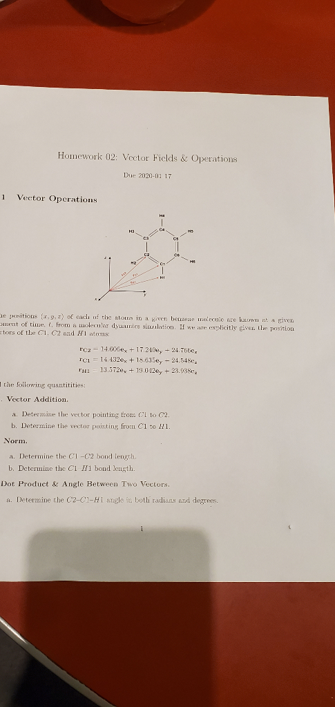 Solved Homework 02: Vector Fields & Operations Due 2020-01 | Chegg.com