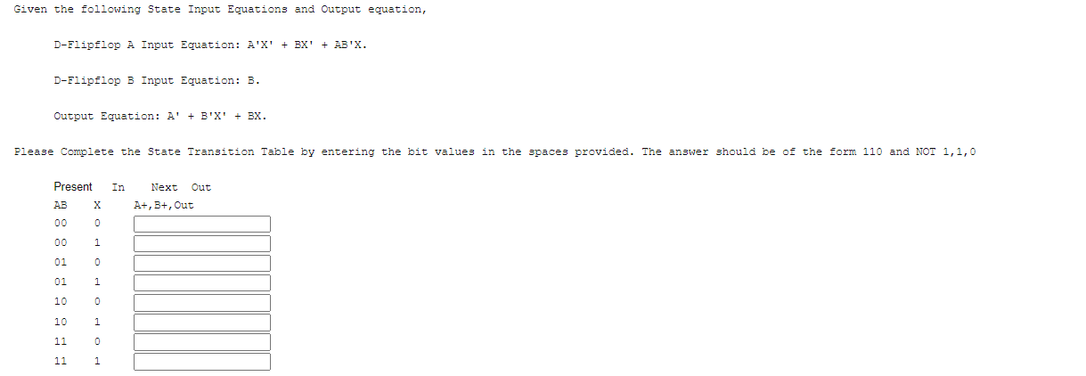 Solved Given the following State Input Equations and Output | Chegg.com