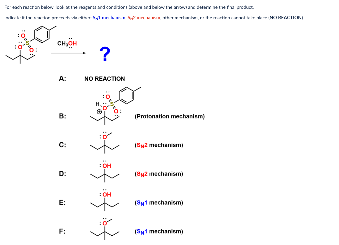 Solved For each reaction below, look at the reagents and | Chegg.com