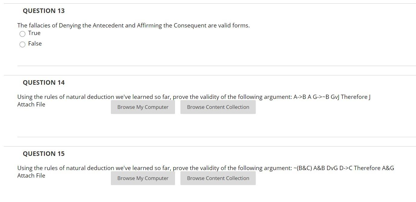 Solved QUESTION 13 The fallacies of Denying the Antecedent | Chegg.com