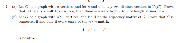 Solved (a) Let G be a graph with n vertices, and let u and v | Chegg.com