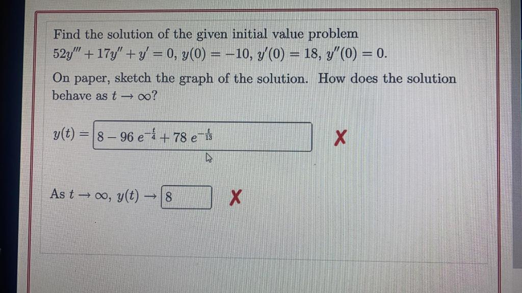 Solved Find The Solution Of The Given Initial Value Problem Chegg