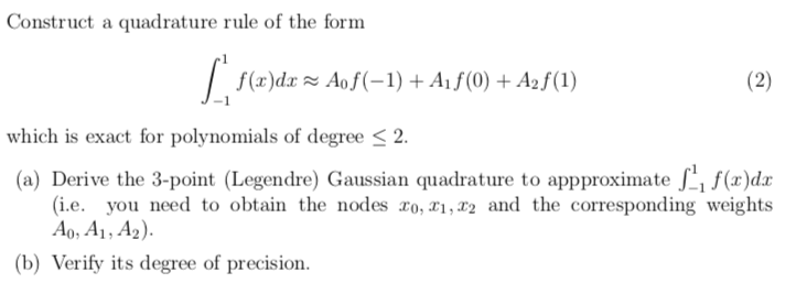 Solved Construct a quadrature rule of the form which is | Chegg.com