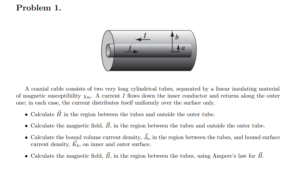Solved Problem 1.A coaxial cable consists of ﻿two very long | Chegg.com