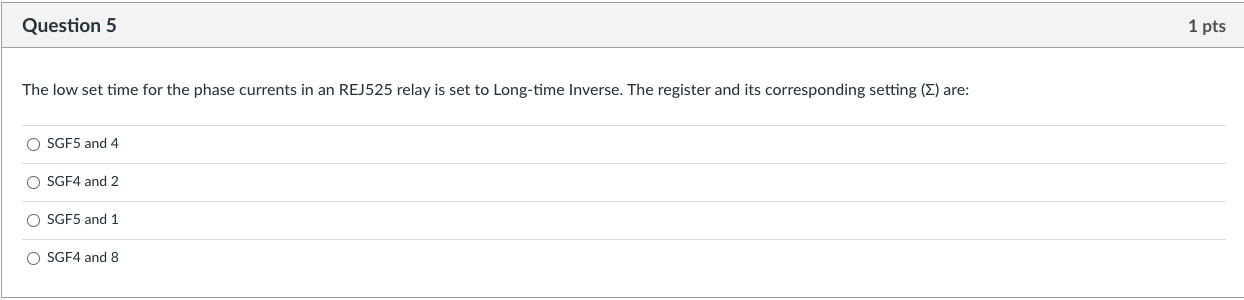 Solved Question 5 1 pts The low set time for the phase | Chegg.com