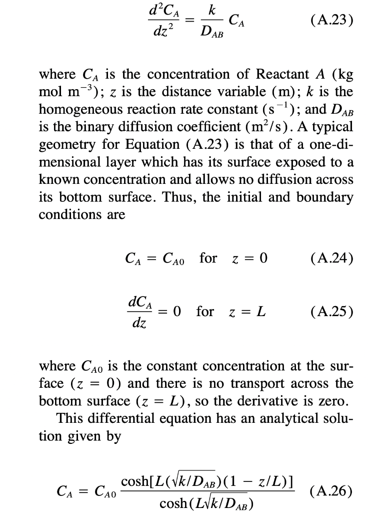 Solved Problem 7: Diffusion with Chemical Reaction in a | Chegg.com