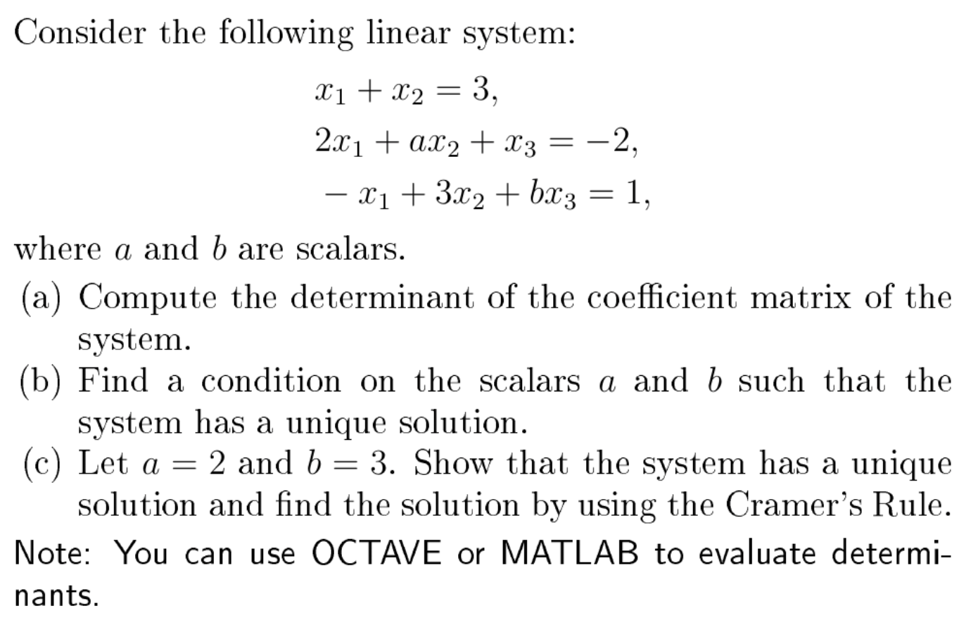 Solved Consider the following linear system: X1 + x2 = 3, | Chegg.com
