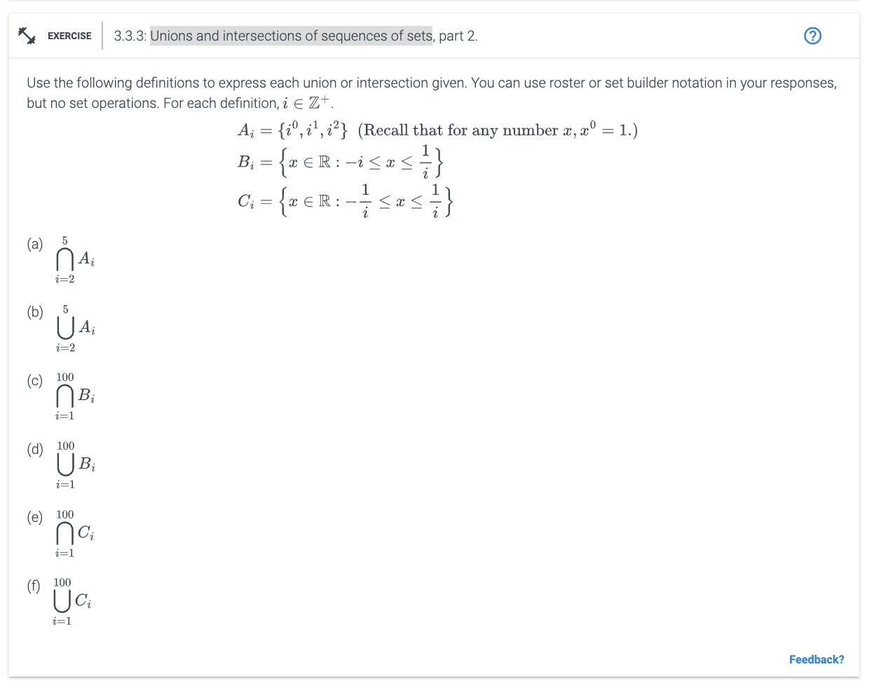 Solved Use the following definitions to express each union | Chegg.com