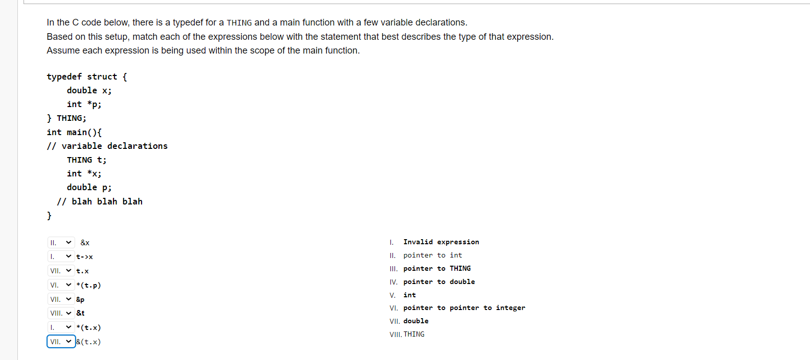 Solved In the C code below, there is a typedef for a THING | Chegg.com