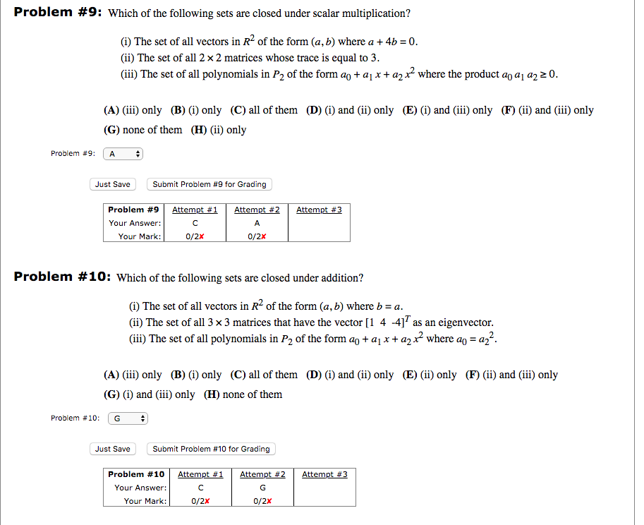 Solved Problem #9: Which of the following sets are closed | Chegg.com