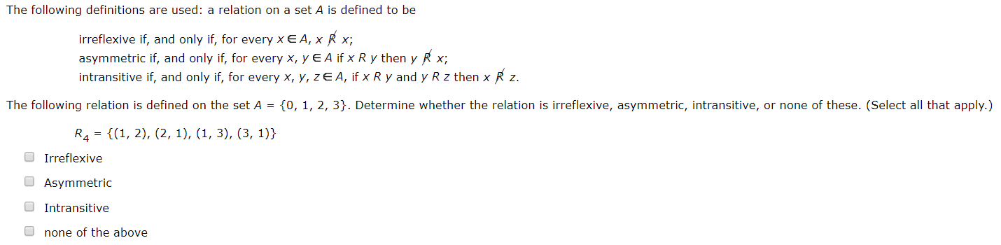 Solved The Following Definitions Are Used A Relation On A 